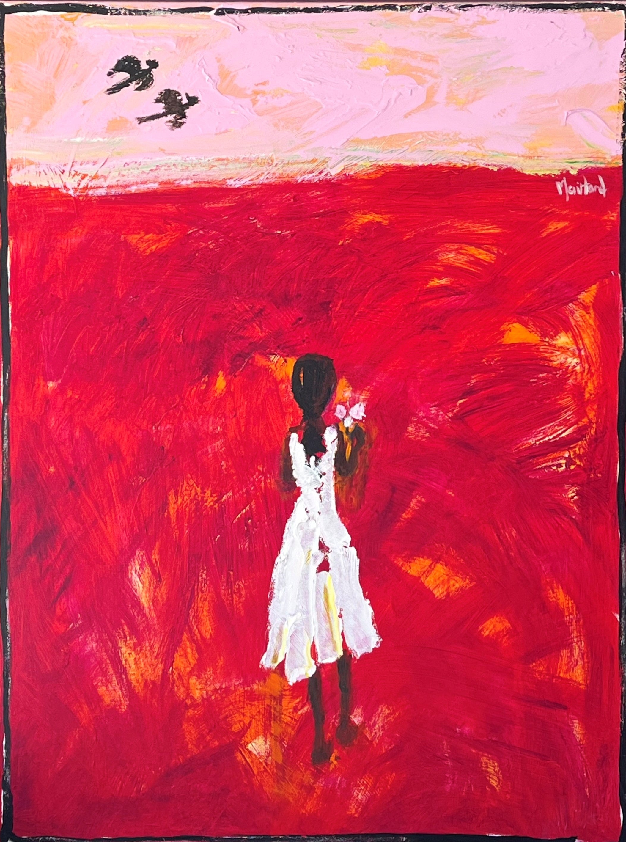 John Maitland - Girl in White with Flowers – Red Hill Gallery