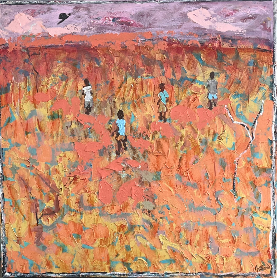 John Maitland - Boys and Black Cockatoo – Red Hill Gallery